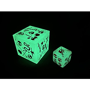 2 Glow in The Dark Massive Gelatinous Cubes Dice Pair / Mini by Severed Books