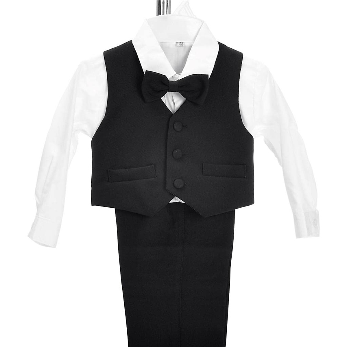 Dressy Daisy Baby Boy' 5 Pcs Set Formal Tuxedo Suits No Tail Wedding Christening Outfits Size 18 Months Black, 057