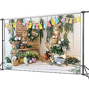 Easter Photography Backdrop Egg Bunny Garden Flower Decoration Photo Background Birthday Party Supplies Newborn Baby Portrait Booth Props 7x5FT