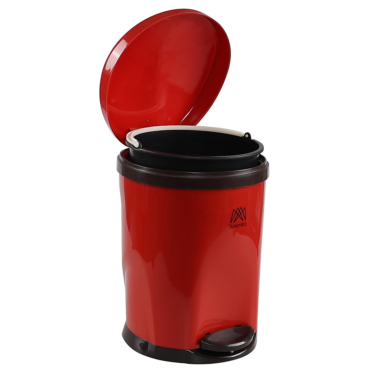 Xowine 2.6 Gallon Round Plastic Garbage Bin with Step Foot Pedal, Small Step-on Trash Can, Red