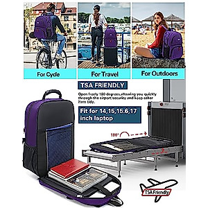 ProEtrade Travel Backpack, Extra Large Laptop Backpack School Business Anti Theft TSA Approved College Work Computer Bag Fits 17 Inch Laptop with USB Charging Port Bookbag for Women Men(Purple)