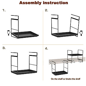 JANUS LiANG - 2 Pack Under Shelf Hanging Storage Bin Basket Kitchen Cupboard Storage Organizer, Space Saving for Laundry Room (Black, 9.9 inches)