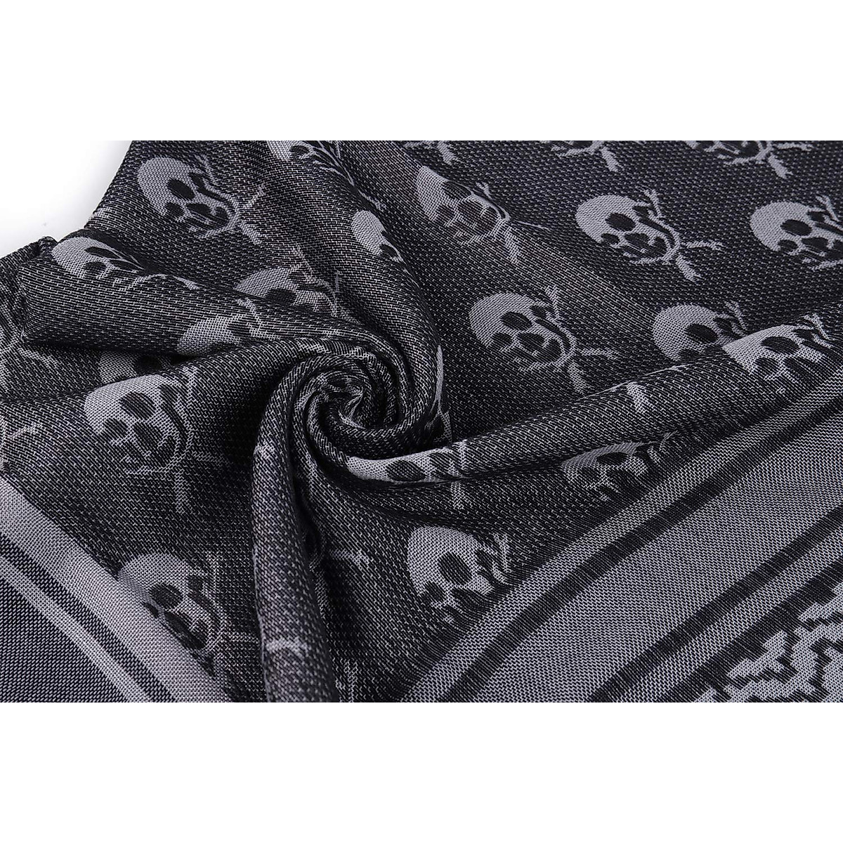 GERINLY Urban Style Shemagh Scarf Fashion Ethiopian Head Wrap for Men Women Blanket Square Arab Tessel Scarf Large Skull Keffiyeh (Grey)
