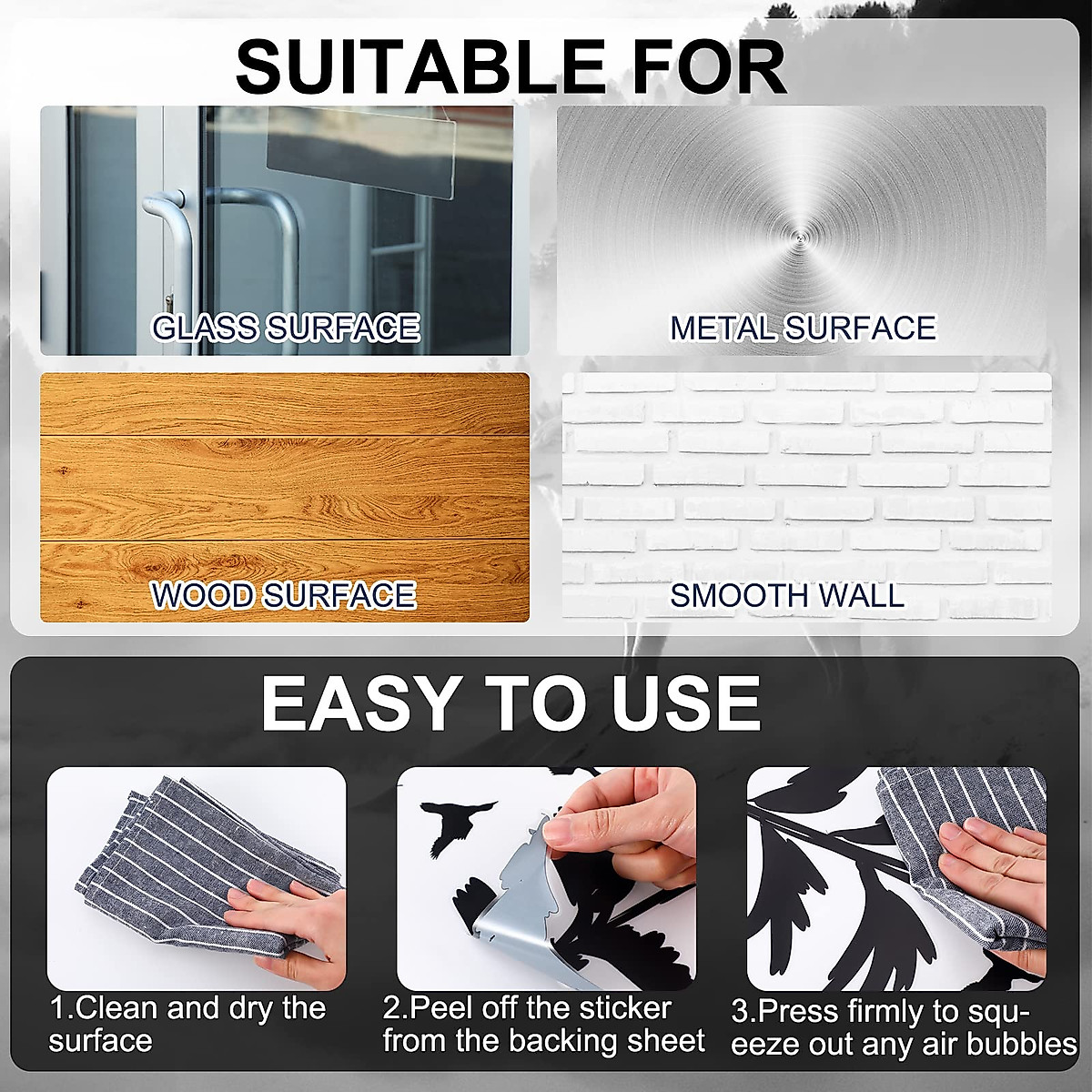 4 Sheets Mountain Wall Decal Rustic Nursery Wall Decals Dreamy Forest with Pine Tree Deer Peel and Stick Inspirational Quote Wall Stickers DIY Wall Decals for Kids' Room (Black,19.69 x 15.75 Inches)