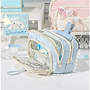 irLocy Cute Aesthetic Pencil Case Kawaii Pencil Case with Kawaii Pins Large Pencil Pouch Holder Preppy Supplies (blue)