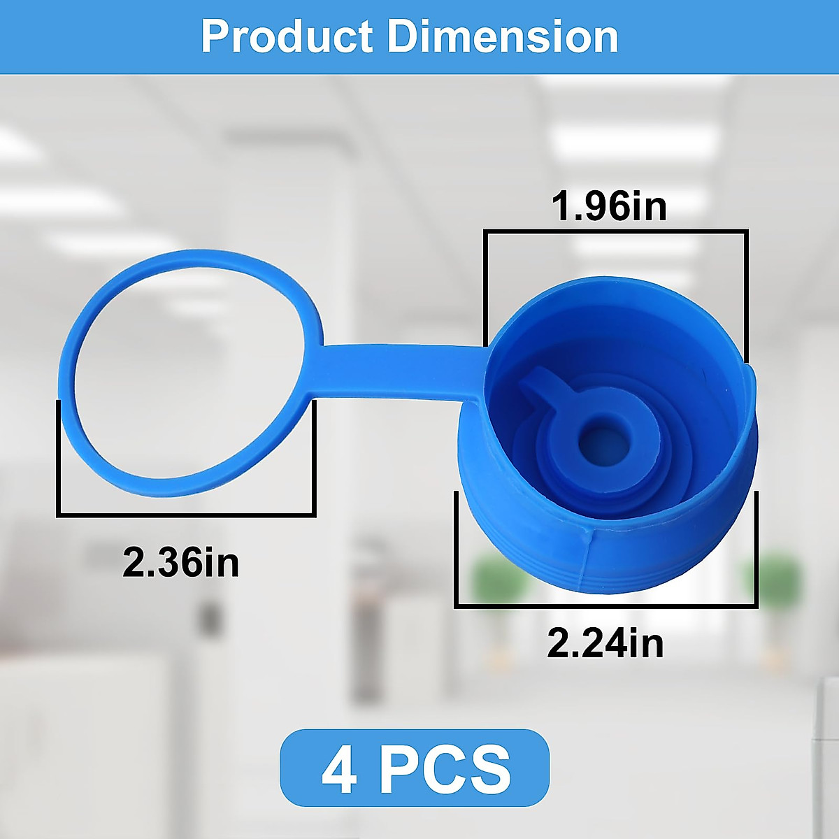 5 Gallon Water Jug Caps 4 Pcs, Food Grade Silicone Reusable Replacement Lid, Fit for 55mm Standard/Screw/Crown Top Water Dispensers Leak-Proof Cap Compatible with 3 & 5 Gallon Water Bottle Cap