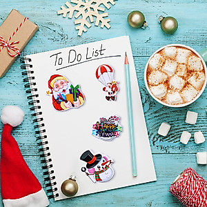 60 Sheets Christmas Stickers Christmas Craft Stickers Puffy Xmas Holiday 3D Stickers with Santa Claus,Christmas Tree,Snowman, Reindeer,Wreath for Christmas Party Favors Envelopes Cards Notebooks