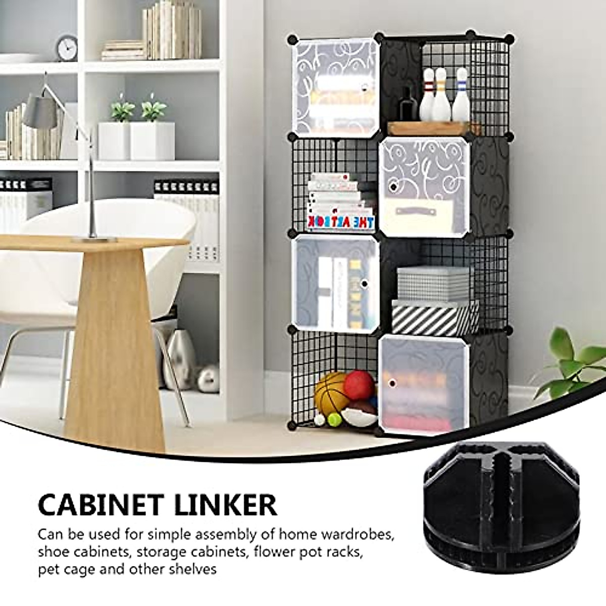 DOITOOL Wire Cube Stopper Black Cube Plastic Connectors Interlocking Connectors Wire Grid Cube Buckle Clips for Closet Modular Cabinet Storage Organizer 20pcs Storage Organizer Unit