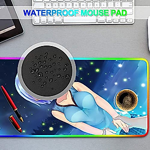 Mouse Pads Sexy Anime Girl Butt RGB Large Mouse Pad Gamer Computer LED Backlit Keyboard Gaming Accessories Desks 35.43 inch x15.74 inch -A5
