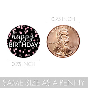 Pink, Black, and White 80th Birthday Party Favor Stickers, Chocolate Kisses Candy Stickers- 180 Count