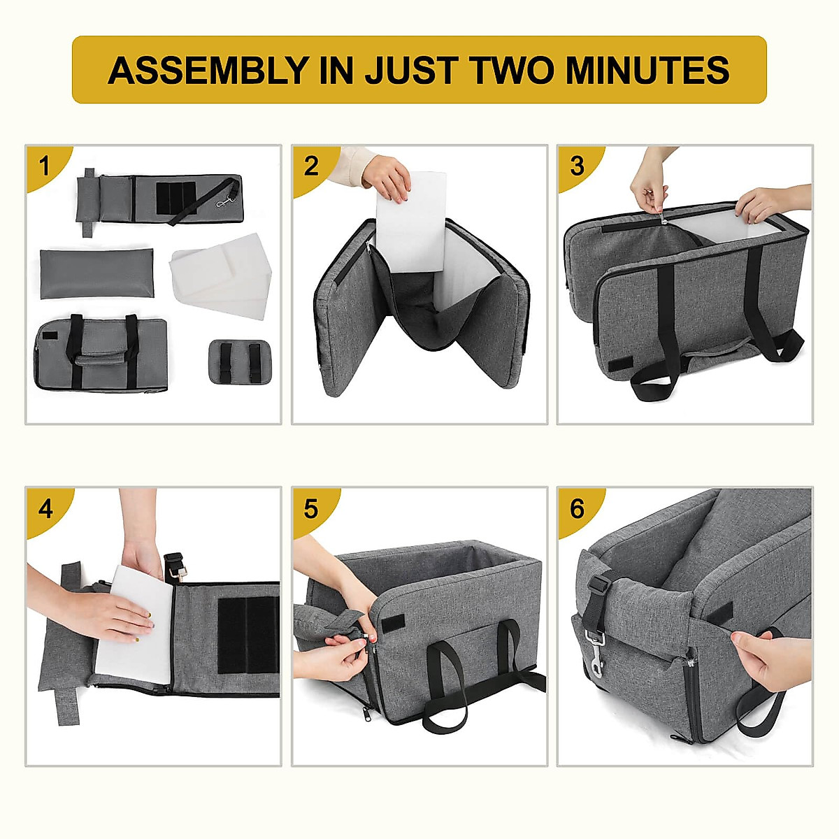 Palopalo Dog Car Seat for Small Dog, Center Console Dog Car Seat for Small Pets Up to 12 Lbs, Fully Detachable and Washable Dog CarSeat with Safet Tethers, Dog Booster Car Seat with Storage Pocket