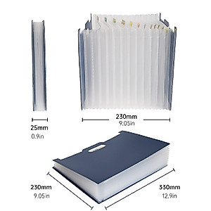 RANLOVE 13-Compartment Expanding File A4 Expandable File Document Folder Expanding Folder Sorting Folder Size Large Capacity Waterproof (Pink in Horizontal Style)