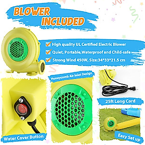 WHUBEFY Inflatable Water Slide,7 in 1 Kids Water Slides with Blower,Water Bounce House Water Park for Kids Backyard,Waterslide Splash Pool,Water Gun,Climbing Wall,Bounce Water Slide for Wet and Dry