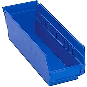 QUANTUM STORAGE SYSTEMS K-QSB101BL-10 10-Pack Plastic Shelf Bin Storage Containers, 11-5/8" x 4-1/8" x 4", Blue