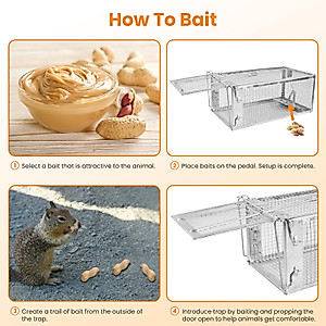 Moclever Humane Rat Trap Rat Trap Cage Humane Live Rodent Trap Cage Live Rat Trap Galvanized Iron Mice Mouse Control Bait Catch w/Detachable U Shaped Rod-10.7"X 5.4"X 4.4"-3PCS