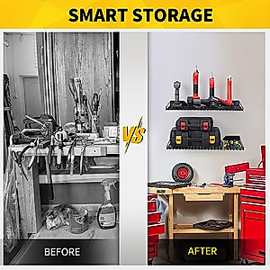 TNINE Garage Wall Shelving, 2-Pack Heavy Duty Black Metal Wall Mounted Shelves Suitable for Shop, Shed, Garage Storage