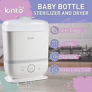 Kinto Tech Baby Bottle Sterilizer and Dryer - 7 in 1 Steam Cleaner and Washer for Baby Bottles Pacifiers Breast Pump