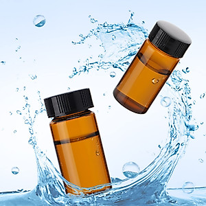 PRECIPETTE 5ml Sample Vials, Pack of 100 Amber Glass Sample Bottles with Screw Cap, Funnel, Dropper, Lab Sample Vials for Laboratory, Taking Water Samples, Seeds, Essential Oil