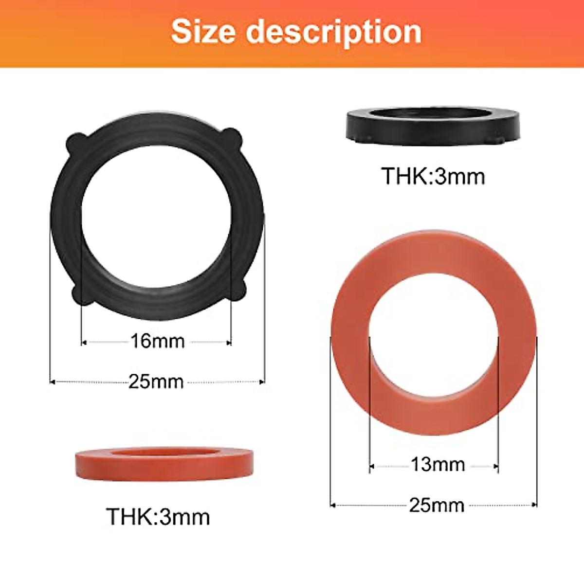 Garden Hose Washer Heavy Duty Rubber Washer Seals Fit All Standard 3/4 Inch Garden Hose and Water Faucet Fittings