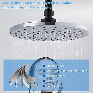 Enoughmen Ceiling Mount Shower Arm with Flange for Rain Shower Head,Stainless Steel Straight Arm for Fixed Shower Head,3 Inch Matte Black