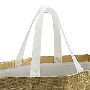 Tosnail 20 Pack Large Glossy Gold Reusable Grocery Bags Shopping Tote Bag with Handle Present Bag Gift Bag for Weddings, Birthdays, Party, Event