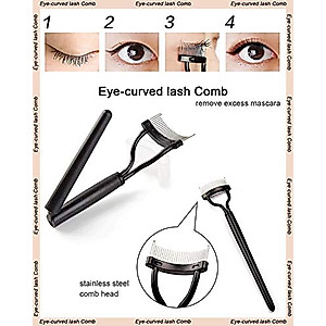 TPPICK Eyelash Curler Kit Metal Lash Curlers with Eyelashes Separator Comb Tools & 6 Replacement Refill Pads (Black)