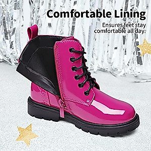 DREAM PAIRS Boys Girls Boots Side Zipper Kids Combat Ankle Booties,Size 10 Toddler,Rose/RED,KBO211