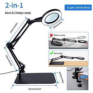 Magnifying Glass with Light and Stand,5X&10x Lighted Magnifying Glass,Led Magnifying Hobby Lamp,Magnifier with Light,Work Bench Light,Folding Soldering Magnifying Glass,Magnifying Glass for Reading