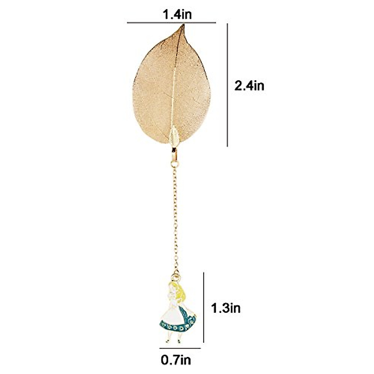 ANKOMINA Cute Leaf Vein Bookmarks with Rabbit Alice Pendant for School Supplies,Great Gift for Girl Boys Adult Book Marker,Gift Box