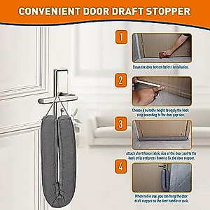 MAGZO Door Draft Stopper 32 Inches, Weighted Rectangle Door Snake for Winter Noise Blocker with Hook Loops,Gray