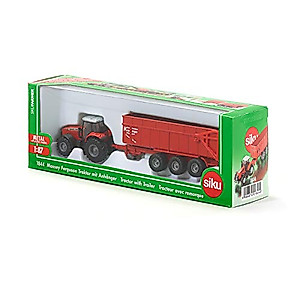 Siku 1844, Massey Ferguson Tractor with Trailer, 1:87, Metal/Plastic, Red, Tiltable Trailer