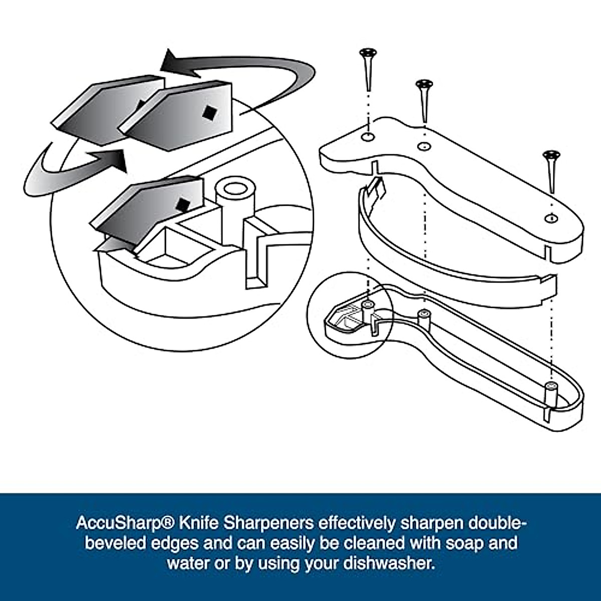 AccuSharp 003 Knife Sharpener Replacement Blades - High-Grade Industrial Tungsten Carbide Sharpener Blades - 2 Reversible Blades - 1 Pack