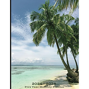 2024-2028 5 Five Year Monthly Calendar Palm Tree Beach Sunset Sunrise Cover: 60 Month Planner 2024 - 2028 8.5" x 11"