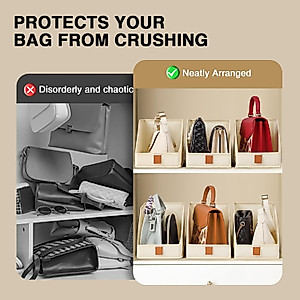 DIMJ Closet Organizers for Purses and Bag Storage, Small Storage Bins Foldable, Storage Baskets for Shelves, Wardrobe, Bedroom, Office - Fabric Cube Storage 6 Pack(Beige, 5.9 x 11.8 x 6.7 in)