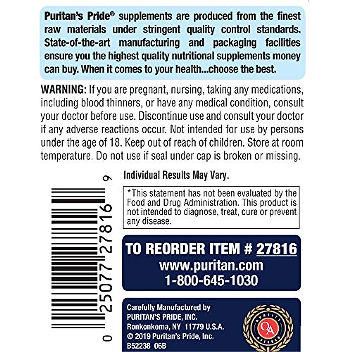 Glucosamine, Chondroitin & MSM-3 Per Day Formula by Puritan’s Pride