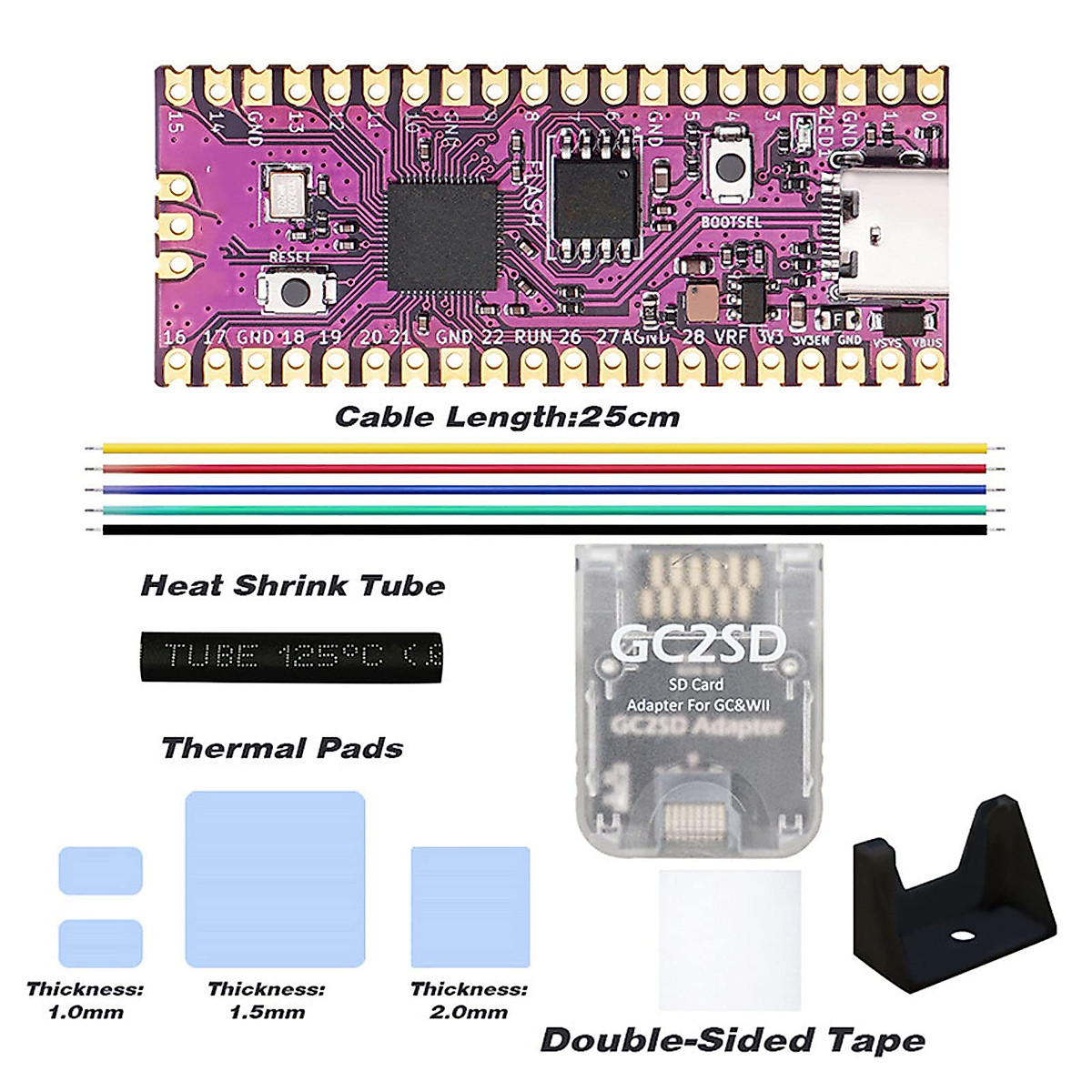Microcontroller Board, Dual Core 264KB ARM Cortex M0+Processor USB C Interface Microcontroller Replacement Modchip for RPi (White)