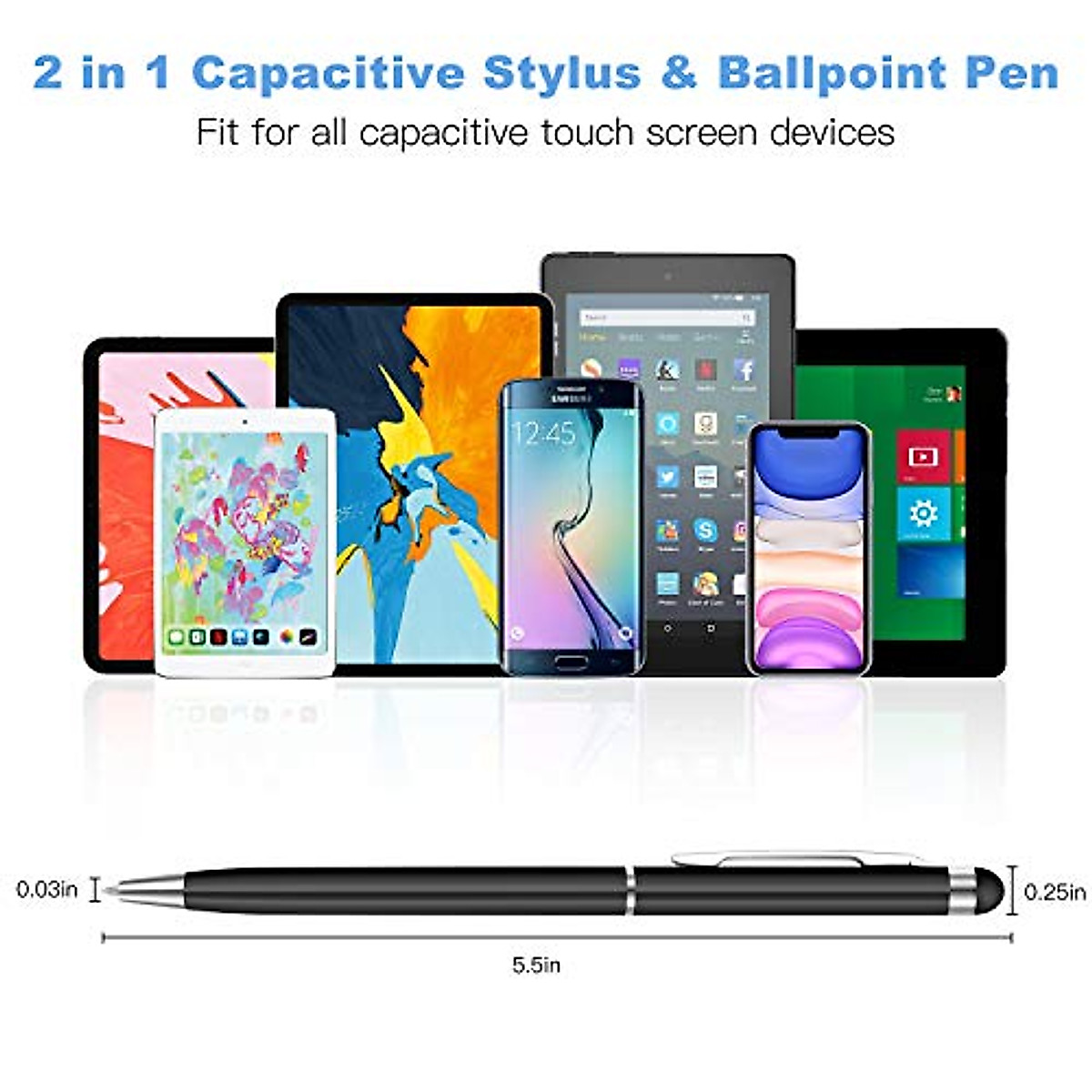Stylus Pens for Touch Screens, StylusHome 10 Pack Universal 2 in 1 Capacitive Stylus Ballpoint Pen for iPad iPhone Tablets Samsung Galaxy All Universal Touch Screen Devices