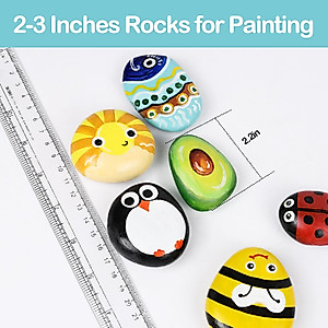 Simetufy 25 Pcs River Rocks for Painting, 2"-3" Painting Rocks, Flat & Smooth Rocks to Paint, Hand Picked Natural Stones for Painting, Cheap Crafts Rocks for Kids & Adults
