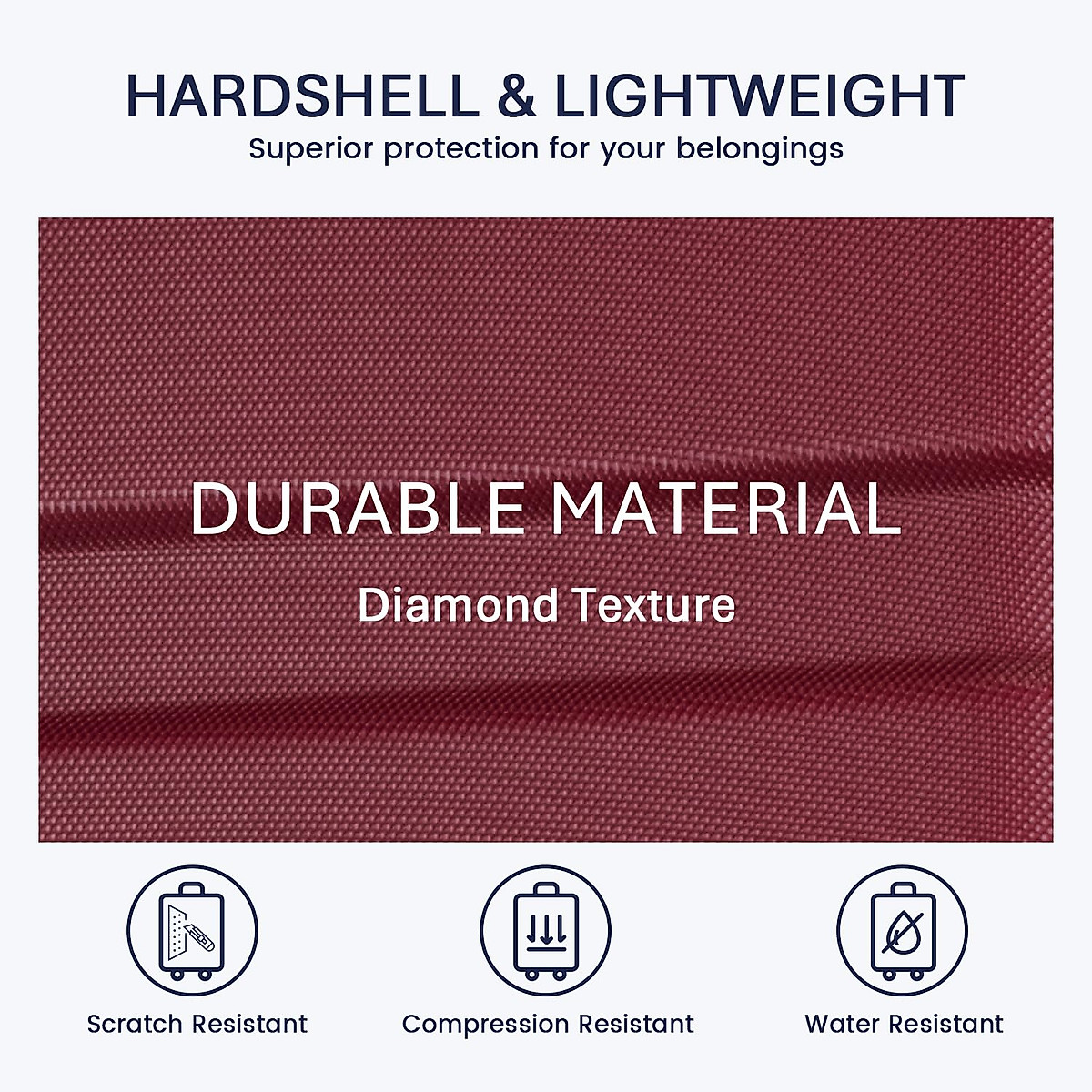 YEMENREN Luggage Sets Hardside Lightweight Suitcase with Spinner Wheels TSA Lock, 3-Piece Set (20/24/28), Red