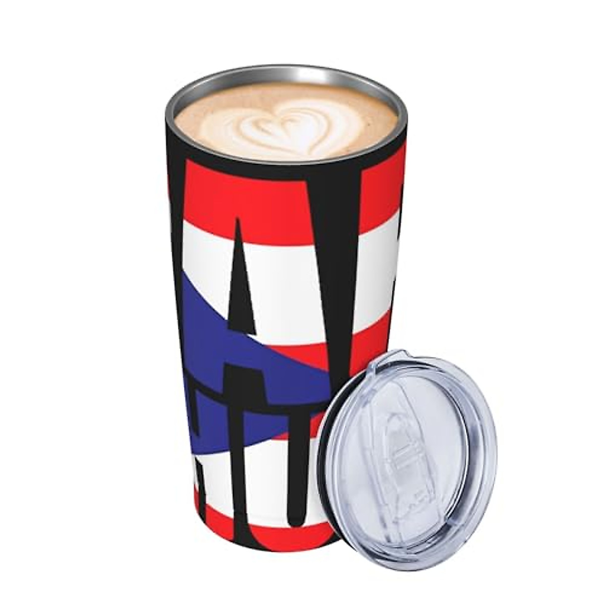 VKKOEWL Puerto Rico Flag Stainless Steel Insulated Tumbler 20 Oz Travel Water Bottle Coffee Mug Drink Cup With Lid Straw