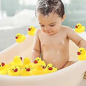 50-Pieces Float & Squeak Mini Rubber Duck Baby Bath Ducky Sound Shower Toys for Kids