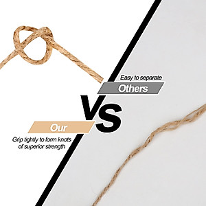 984 FT Natural Jute Twine, Twine String, 3ply Thin Ribbon Hemp Twine, Twine for Gardening Plant Gift Wrapping Art Wedding Decoration Packing String Bulk (3 Roll)