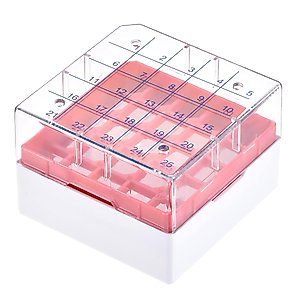 uxcell Centrifuge Tube Freezer Storage Box 25 Places Waterproof Polypropylene Cryogenic Holder Rack for 1.8/2ml Microcentrifuge Tubes Vials Samples, Red Pack of 4