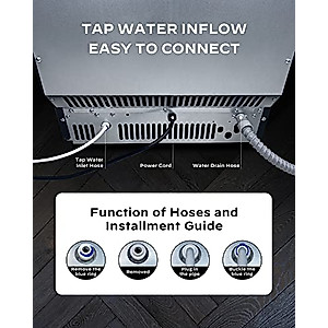 Silonn Commercial Ice Maker Machine, 90lbs/24H with 30lbs Bin, Full Heavy Duty Stainless Steel Construction, Self-Cleaning, Clear Cube for Home Bar, Include Connection Hose, Scoop