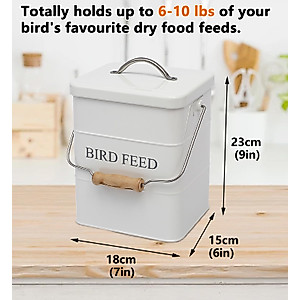 Morezi Bird Seed and Feed Storage tin with lid Included - White-Coated Carbon Steel - Tight Fitting lids - Storage Canister tins - White