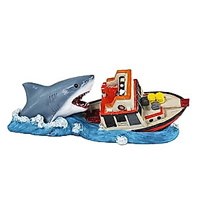Penn-Plax Jaws Officially Licensed Aquarium Decoration – Boat Attack – Safe for Freshwater and Saltwater Fish Tanks – Small