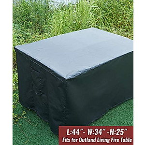 NUPICK 44 Inch Fire Pit Cover for Outland Living 401 Propane Fire Table, Heavy Duty and Waterpfoof Rectangular Fire Pit Cover, All Weather Resistant