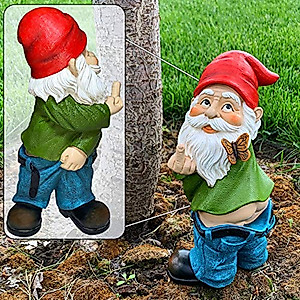 Mood Lab Garden Gnome - Pants Down Gnome - 9.3 Inch Tall Statue Lawn Garden Figurine - for Outdoor or House Decor