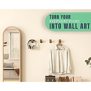 Comfify Set of 4 Bamboo Wall Hooks for Hanging Coats, Hats, Towels and More - Wall Mount Hooks for Hallway or Bathroom - Heavy Duty Wall Hooks