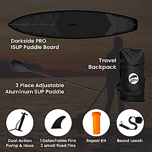 Seacow Darkside PRO ISUP Paddle Board Kit - Ultra Light Inflatable SUP - Everything Included with Standup Paddleboard (Black/Grey)